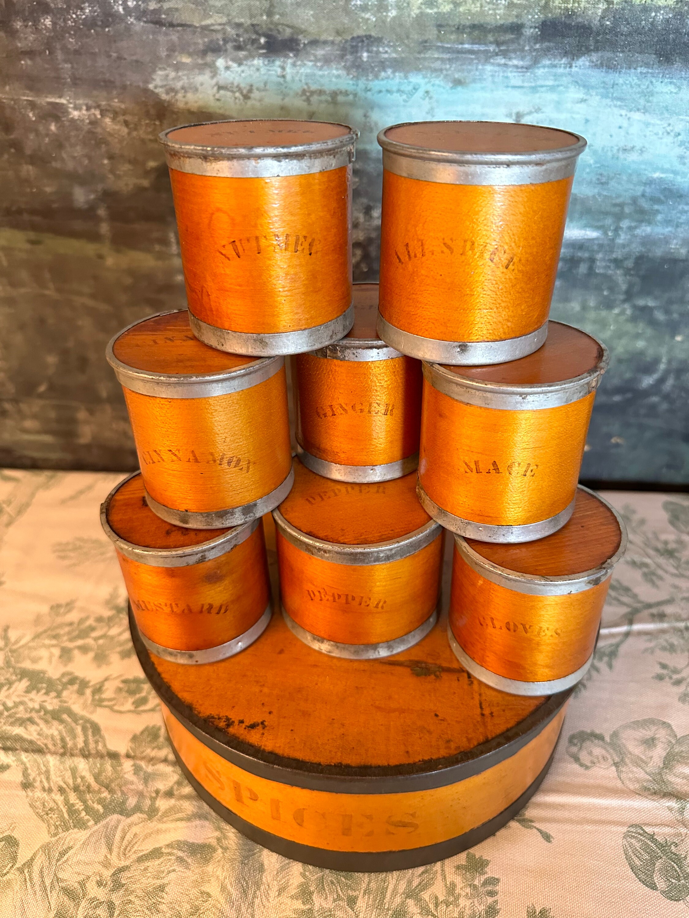 Antique Round Bentwood Banded Spice Box - Etsy