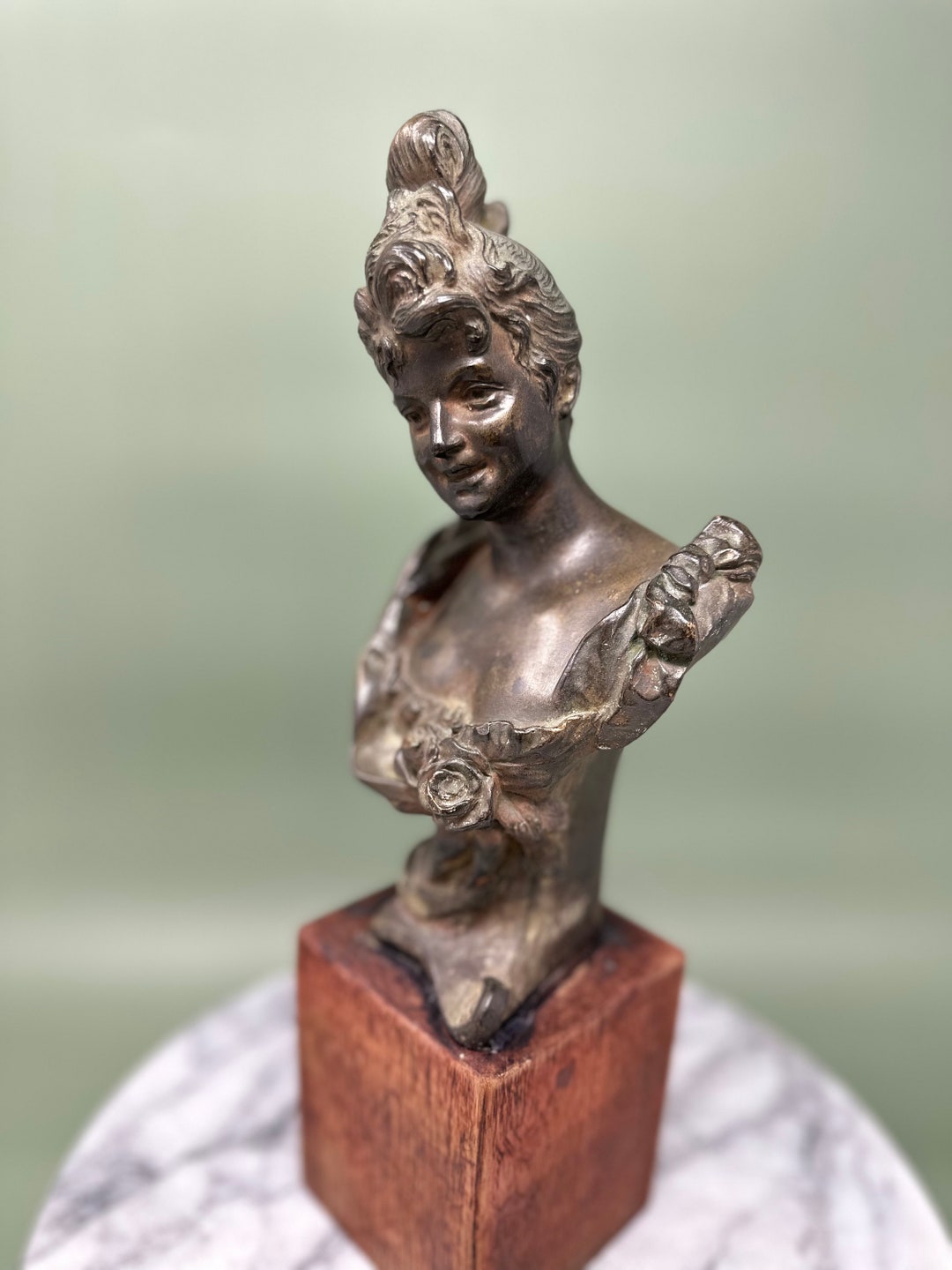Antique Bronze Victorian Lady Bust - Etsy