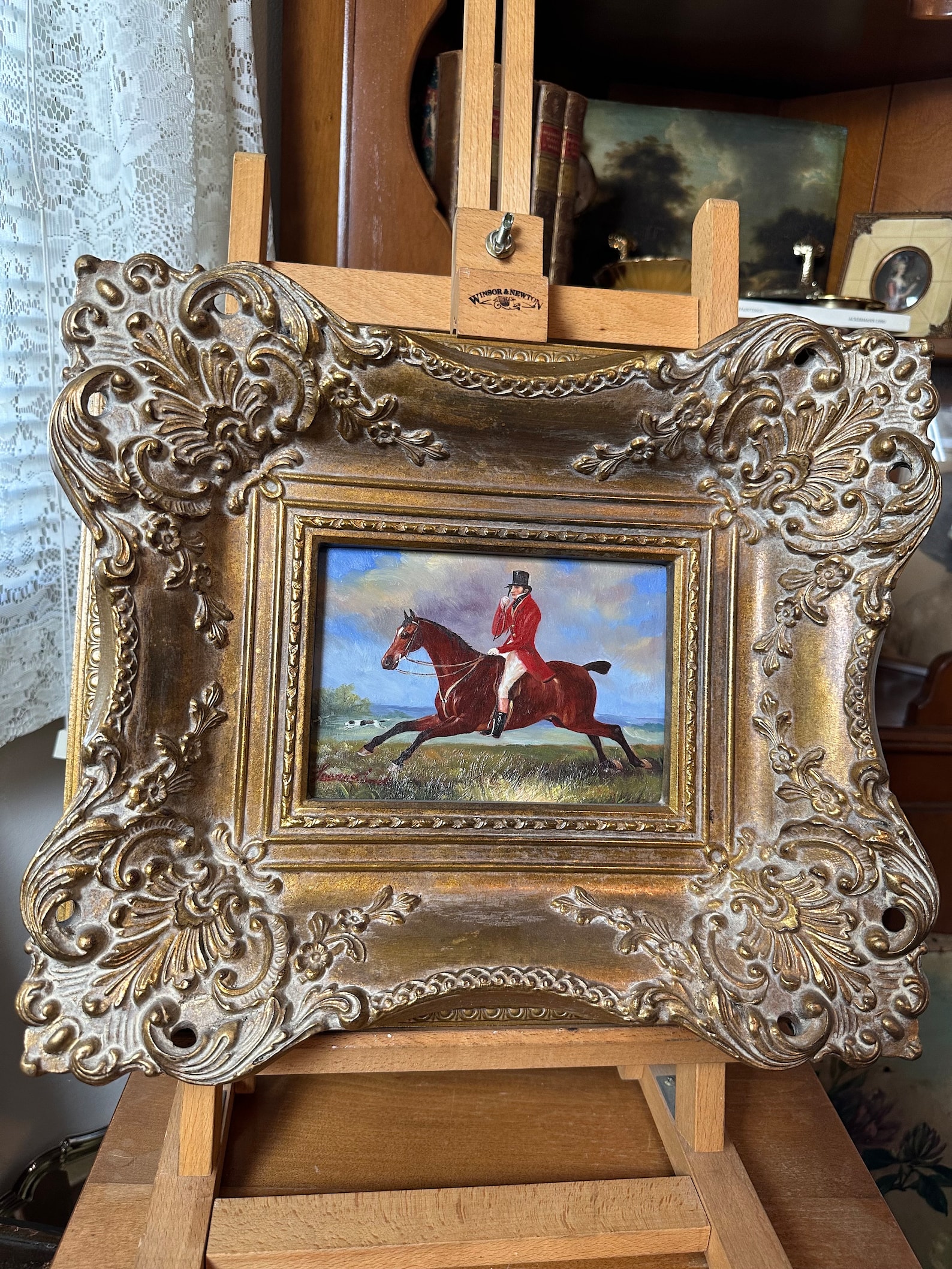 Antique Hunt Scene Oil Painting on Board in Custom Frame - Etsy