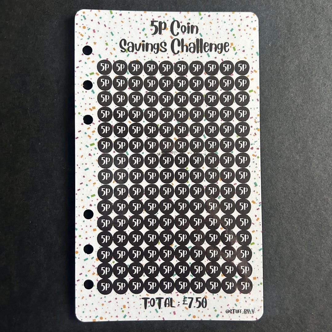 5p Savings Challenge 5p Savings Tracker 5p Savings Budget Tracker ...