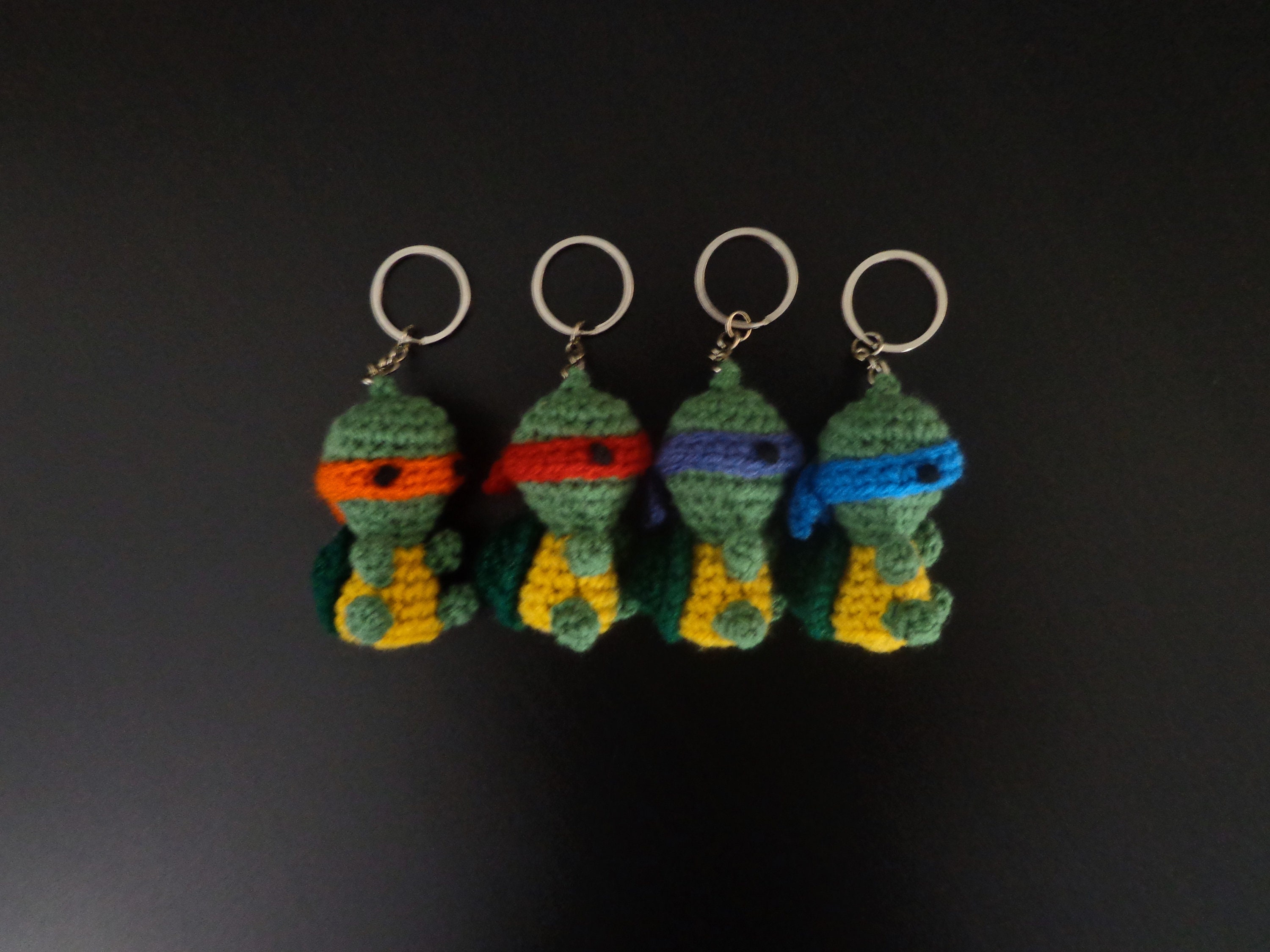 TMNT Key Chains / Crocheted / About 6cm Long Without Keychain / All 4 ...