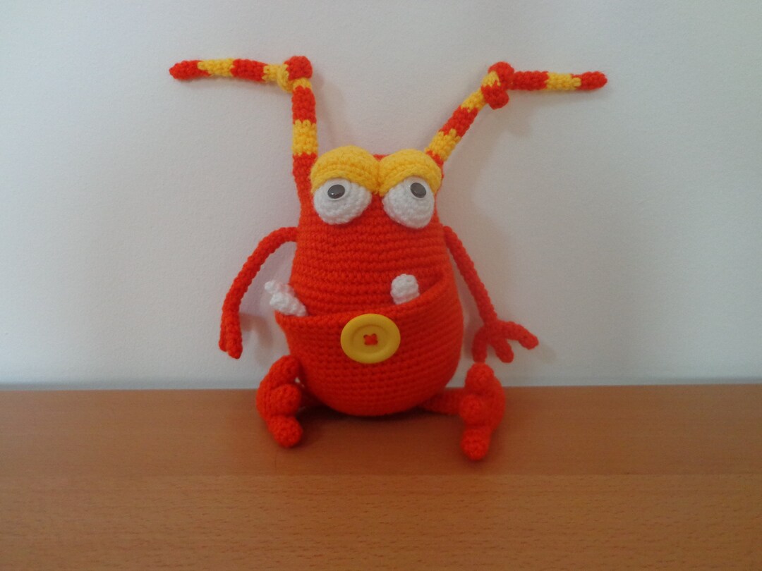 Terry the Goofy Monster / Crocheted Toy, Body About 15 Cm Tall Without ...