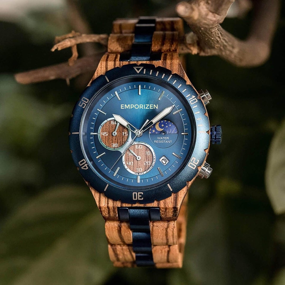 Engraved Wooden Wrist Watch for Men Elegant Eco Design Quartz Movement ...