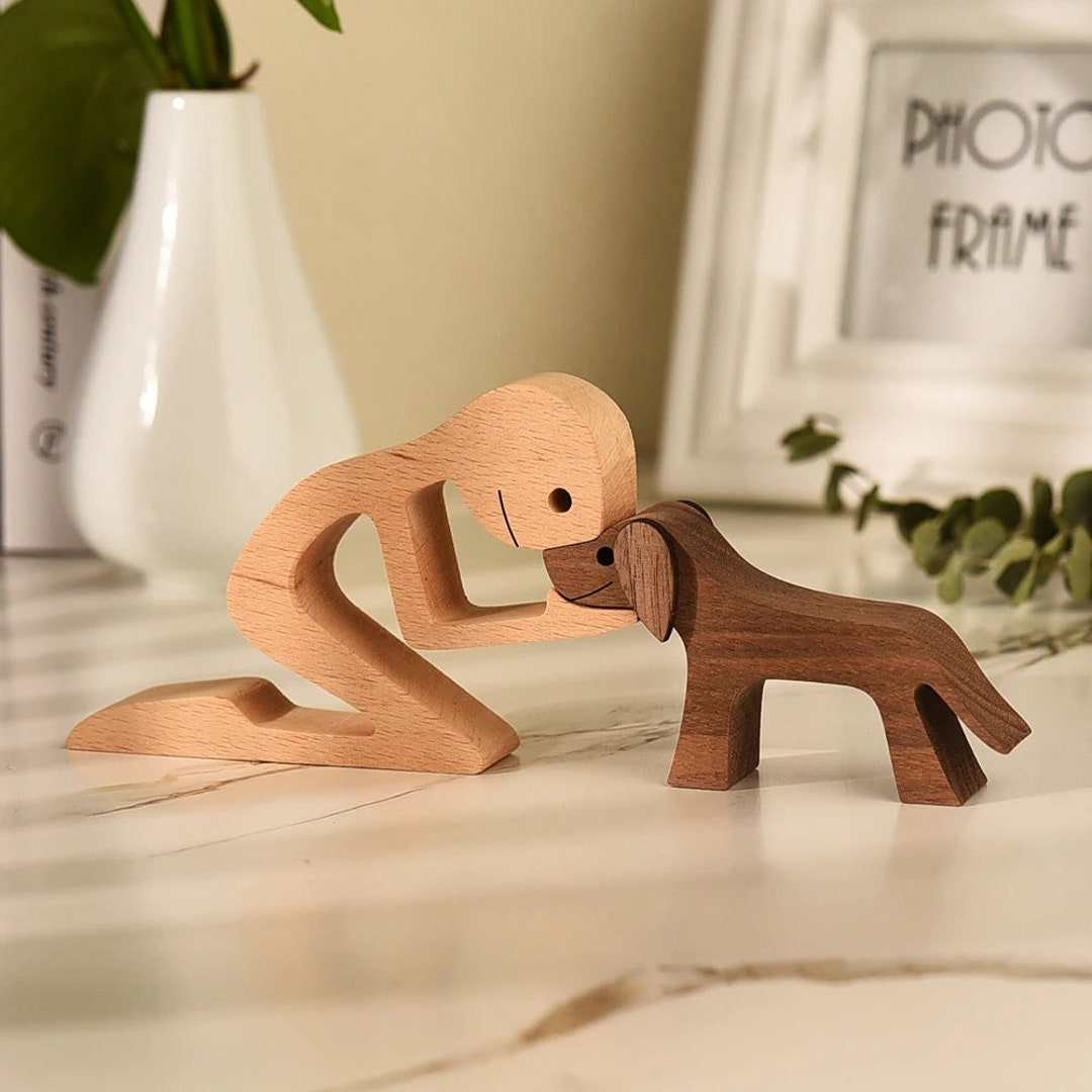Personalized Man and Dog Figurine, Unique Gift for Dog Owner, Natural ...