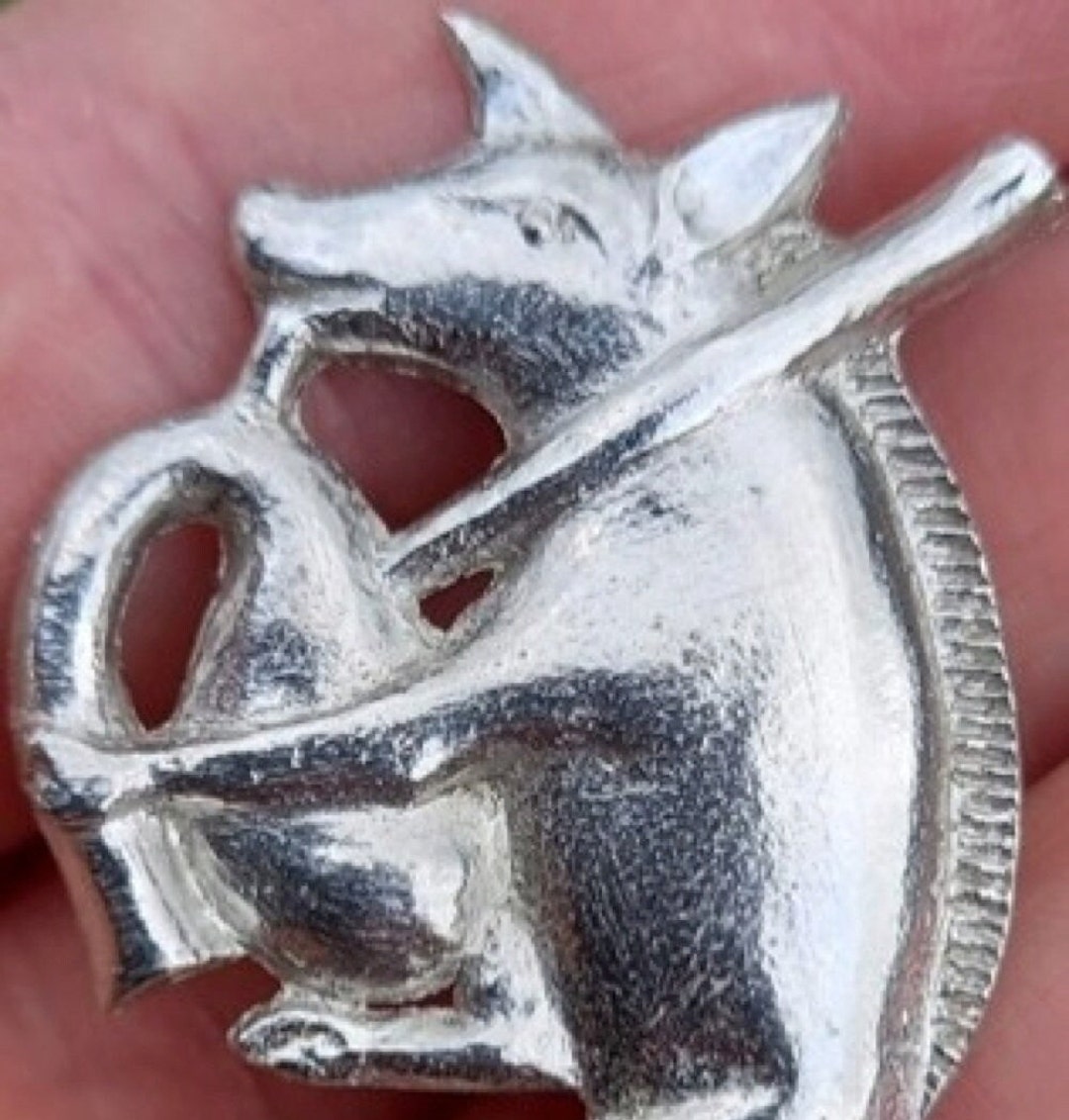 Bagpipe-playing Boar Pewter Badge - Etsy
