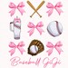 Baseball Coquette Bow Png, Baseball Png, Baseball Gigi Png, Baseball ...