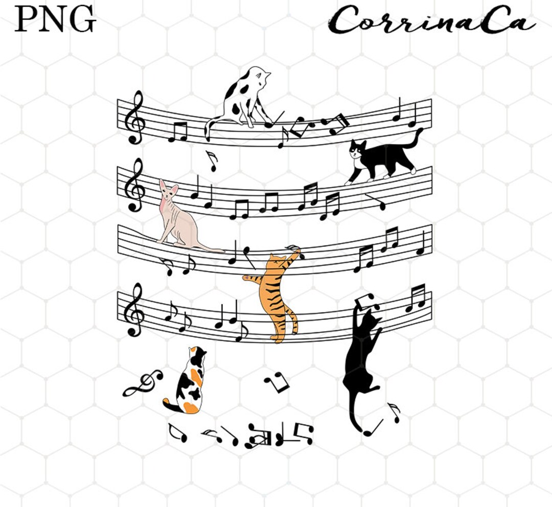Cat With Music Note Png, Music Teacher Sublimation PNG Design, Music ...