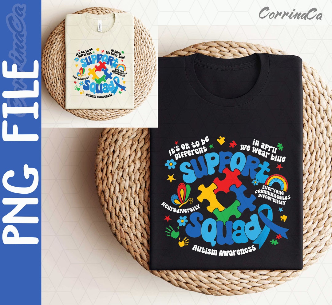 Autism Support Squad Png Sublimation Design Download, Autism Awareness ...
