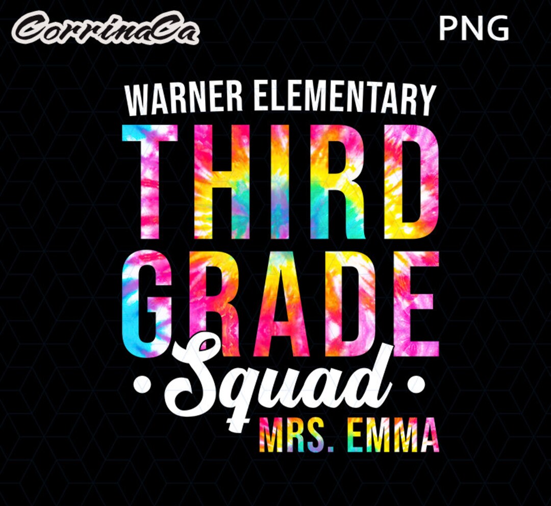 Personalized Third Grade Teacher Png Tie Dye Third Grade Teacher Png