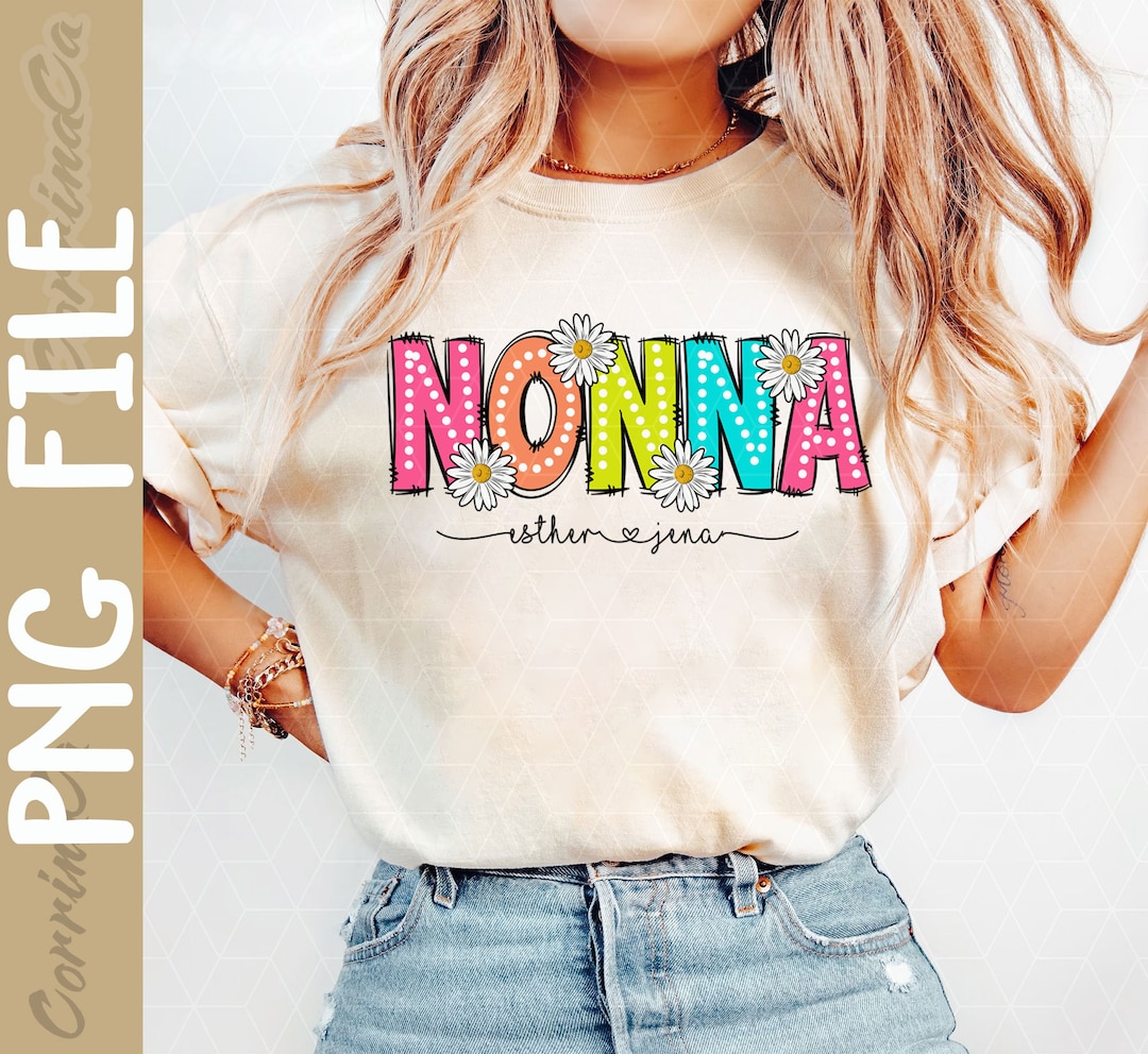 Mothers Day Png, Custom Floral Nonna Png, Nonna Png, Nonna With Kids Names, Retro Nonna PNG ...