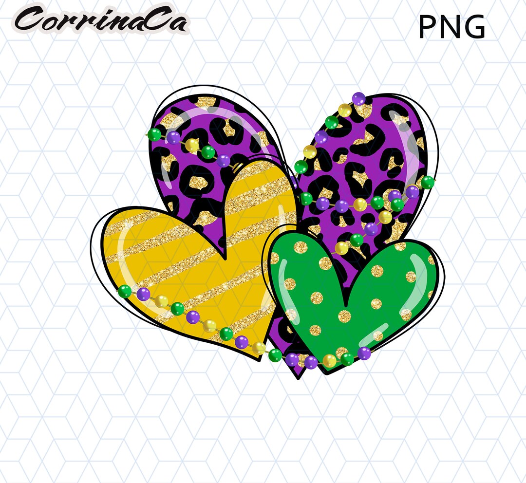 Mardi Gras Heart Love Png, Mardi Gras Png Sublimation Design Download ...