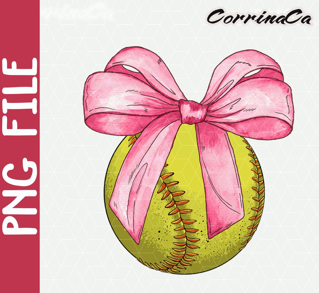 Softball Bow, Softball Coquette Bow Png,softball Mom Png,girly Softball ...