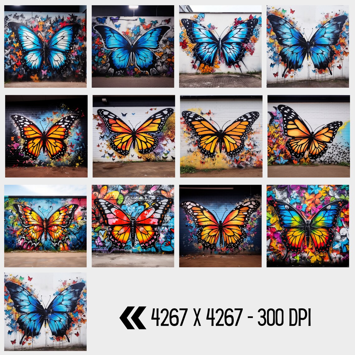 13 Butterfly Graffiti Digital Photography Backdrops Photoshop - Etsy