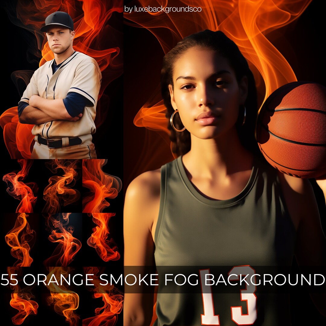 55 Orange Smoke Fog Backgrounds Perfect As Sports Poster For Basketball Softball Baseball