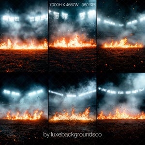 100 Fire American Football Field Digital Backdrop,sports Photo ...
