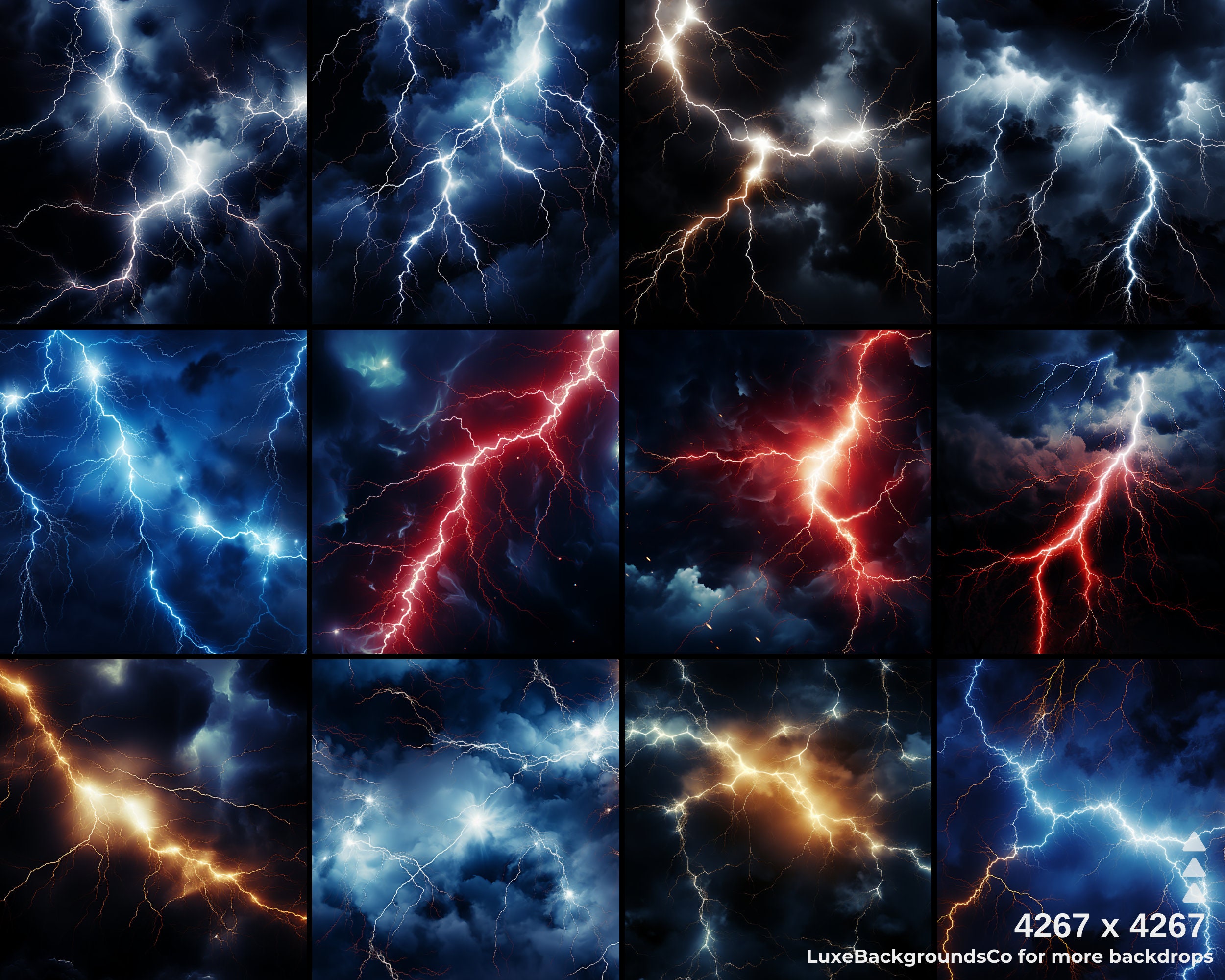 12 Mesmerizing Lightning Digital Backdropsphotoshop Overlays - Etsy
