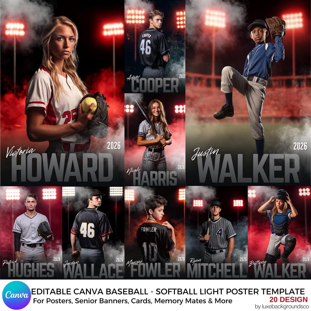 Canva Stadium Light Poster Template Pack for Baseball and Softball ...