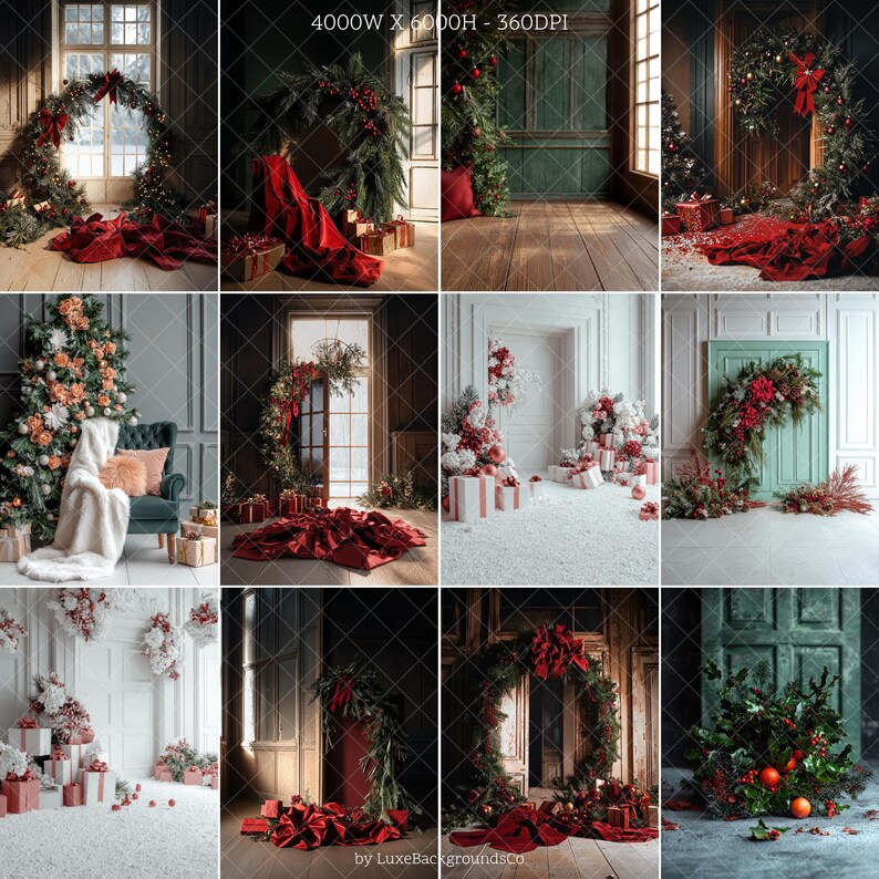 100 Christmas Backdrop for Photography,christmas Decor Tree Overlay for ...