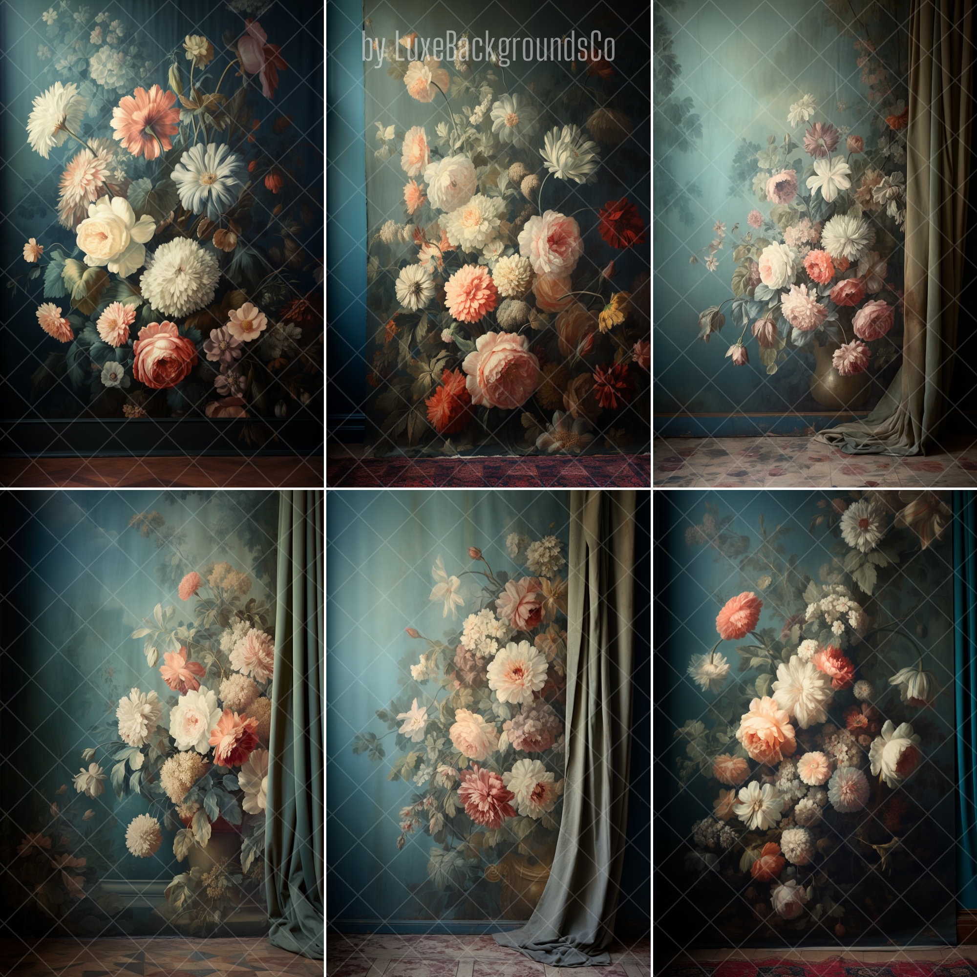 50 Green Floral Fine Art Textures, Floral Backdrops, Maternity ...