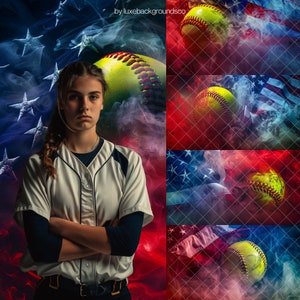 50 American Flag Softball Background,patriotic Athlete Backdrop,senior ...