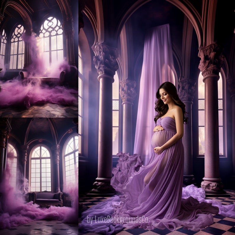 43 Purple Room Backdrop, Purple Smoke and Fog Backdrop, Maternity ...