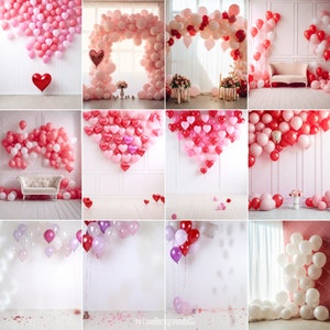 107 BUNDLE Valentines Day Balloon Backdrops, Love Studio Digital ...