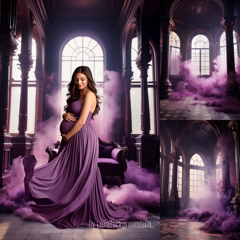 43 Purple Room Backdrop, Purple Smoke and Fog Backdrop, Maternity ...