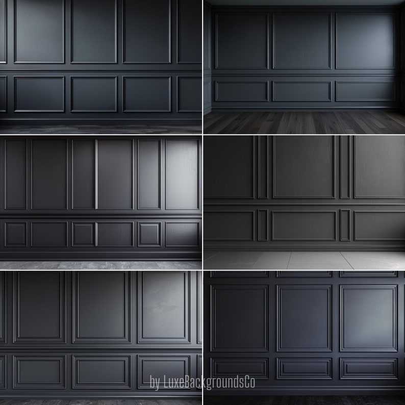 110 Dark Wood Panel Wall Backdrop, Elegant Dark Room Backdrop, Black ...