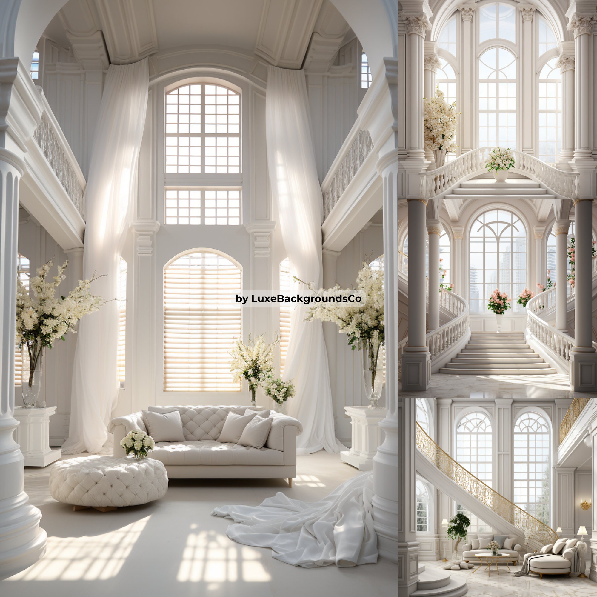 16 Luxury White Room Digital Backdrop, Maternity Backdrop, Pregnancy ...