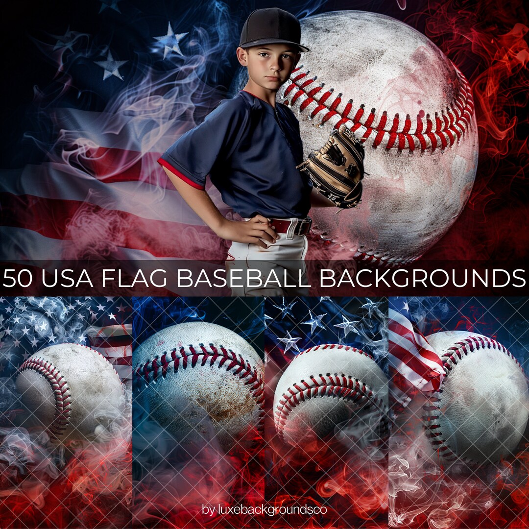 50 USA Flag Baseball Background, Patriotic Baseball Backdrop, Senior ...