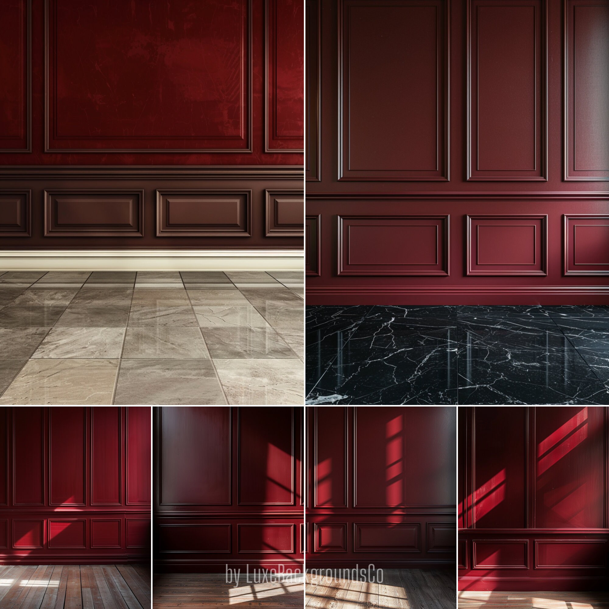 110 Dark Red Wainscoting Backdrops, Maroon Panelled Wall Backdrops ...