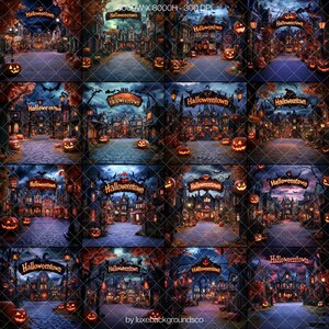 30 Halloween Town Backdrop, Trick or Treat, Spooky Village Backdrop ...
