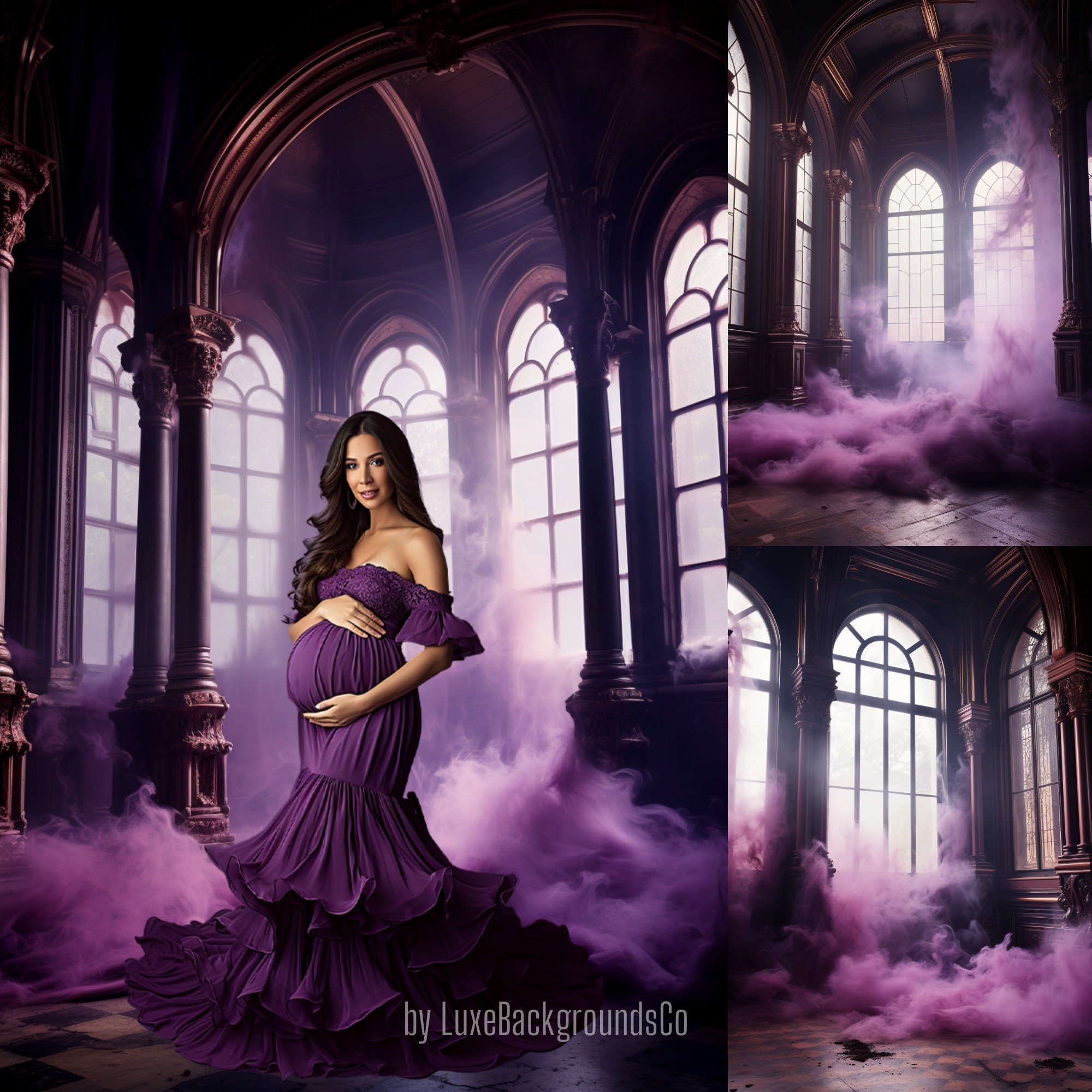 43 Purple Room Backdrop, Purple Smoke and Fog Backdrop, Maternity ...