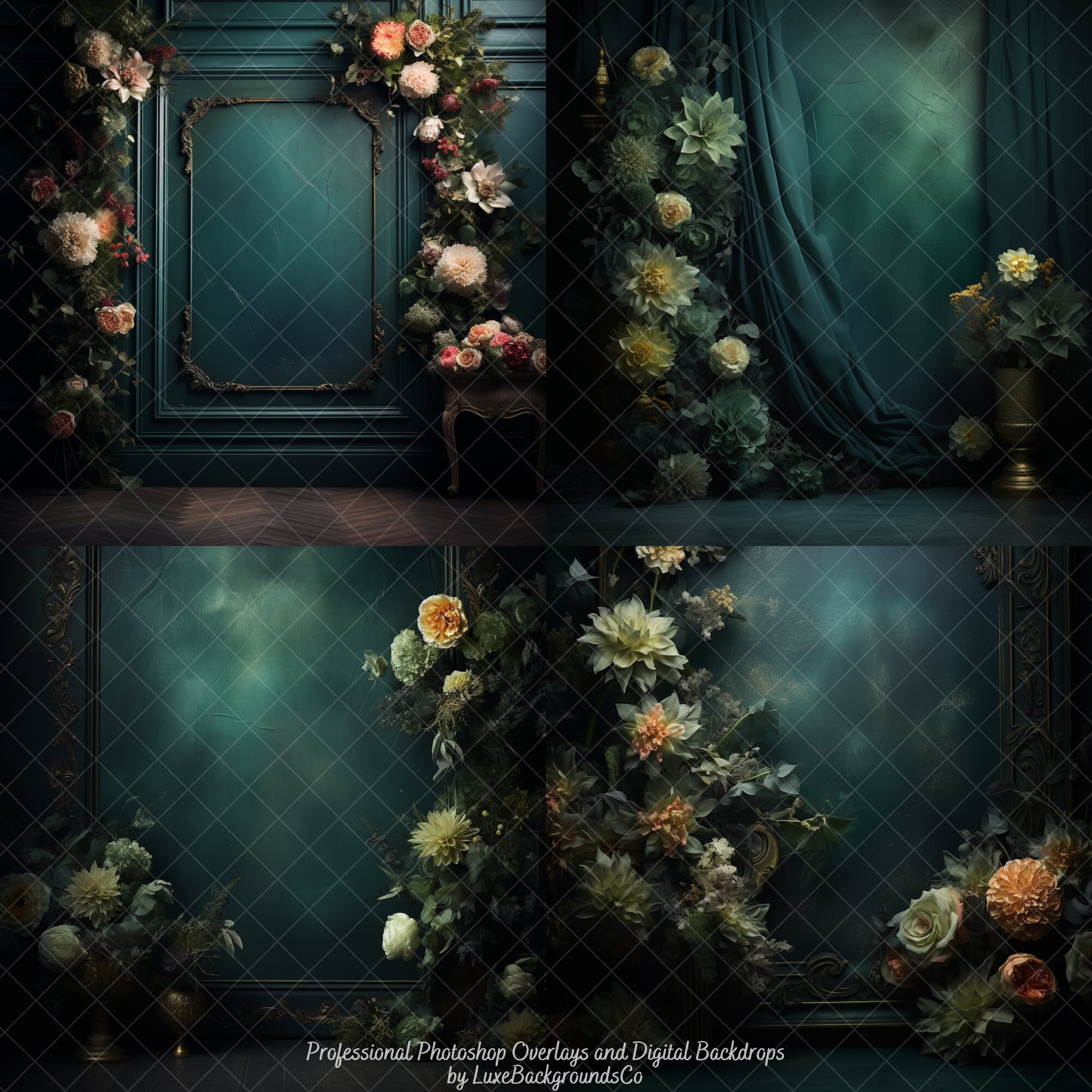 16 Nature's Haven Backdrop, Dark Emerald Photography Backdrop ...