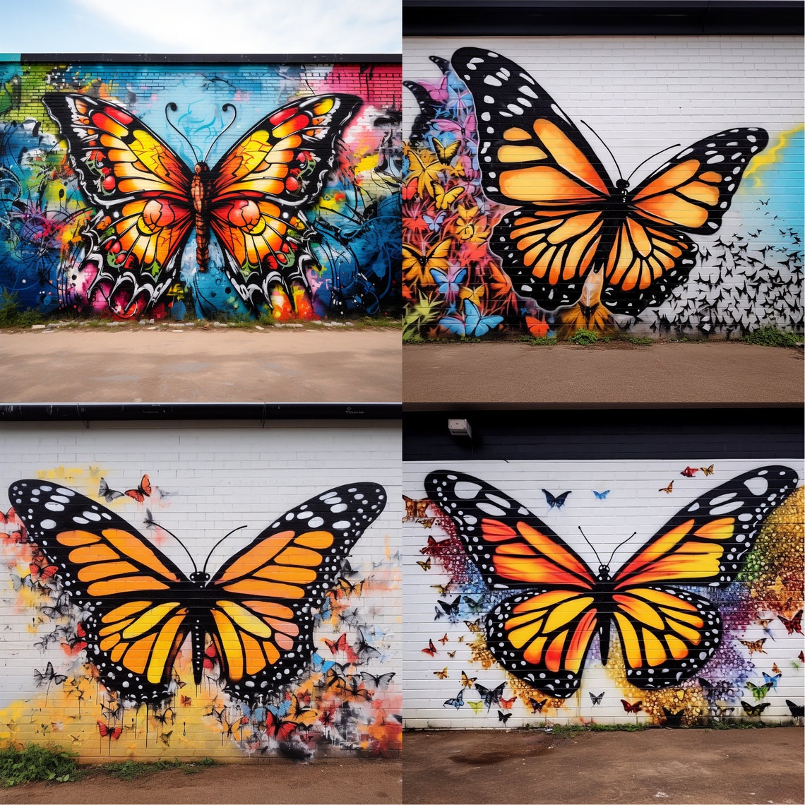 13 Butterfly Graffiti Digital Photography Backdrops Photoshop - Etsy