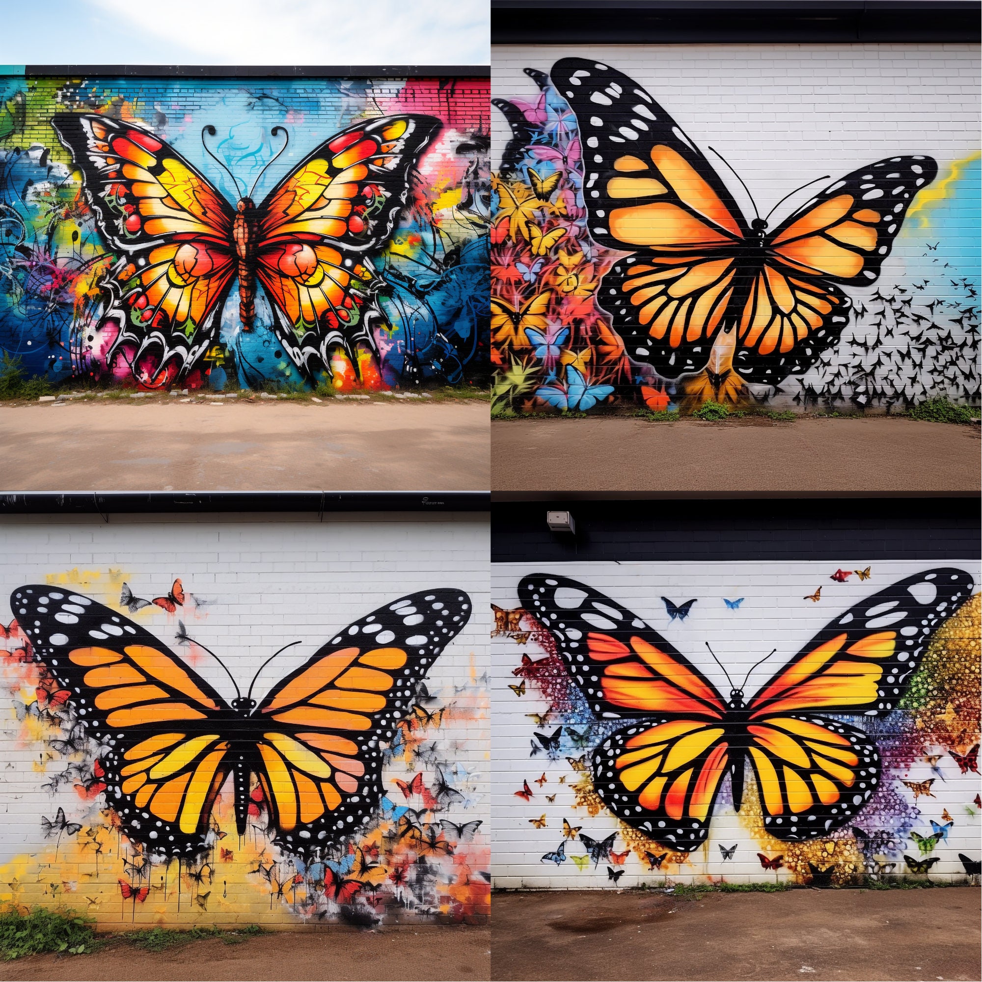 13 Butterfly Graffiti Digital Photography Backdrops, Photoshop Texture ...
