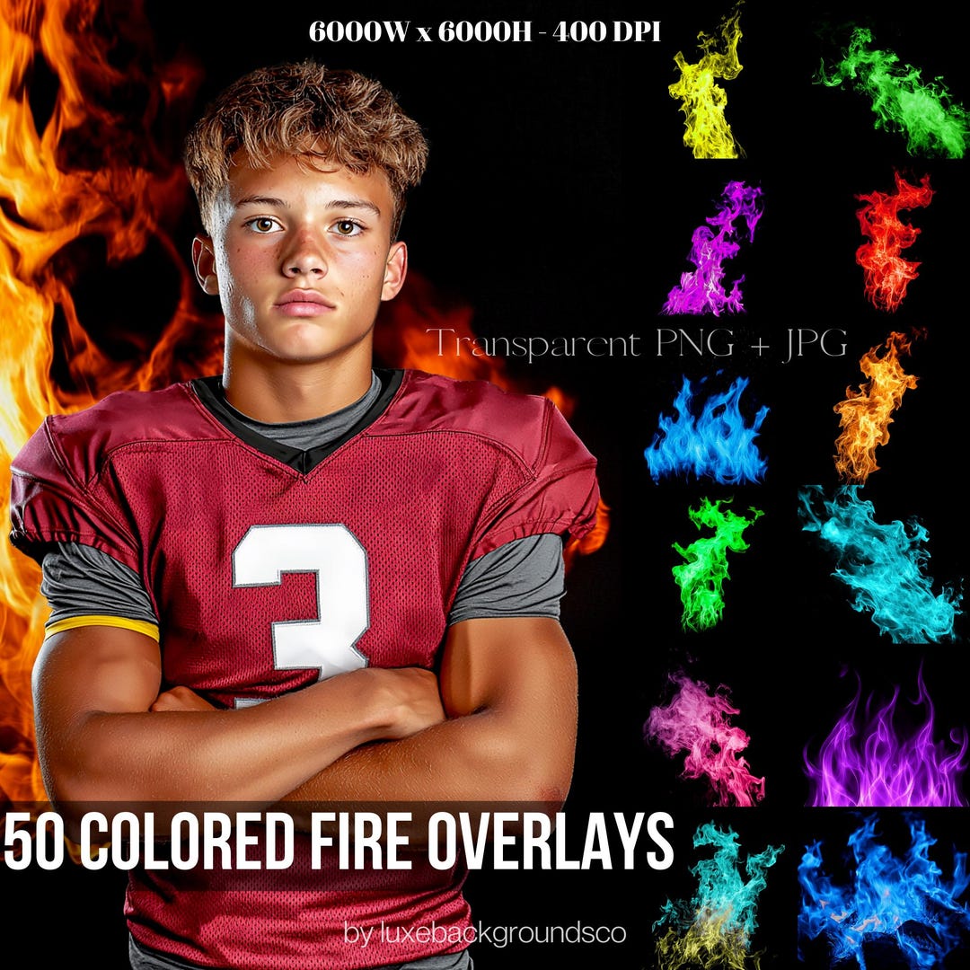 50 Colored Fire Overlays, Sport Backdrops for Photoshop & Canva ...