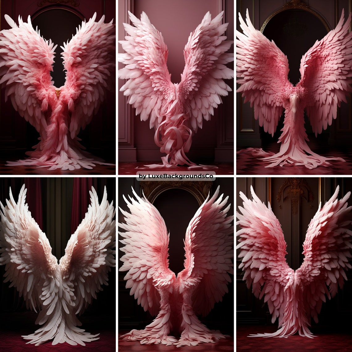40 Pink Angel Wings Backdrops Maternity Background Fine Art - Etsy