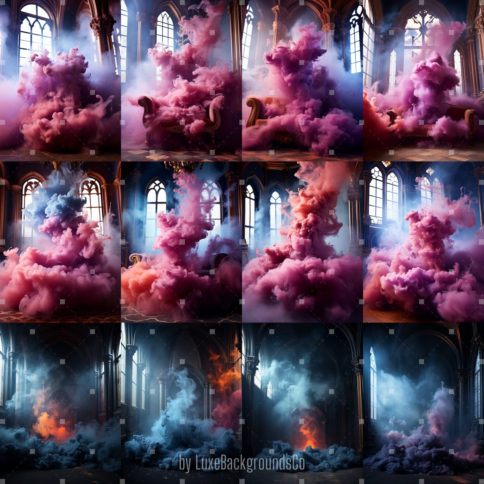 84 Smoke Bomb Room BUNDLE Backdrop, Maternity Overlays, Studio Texture ...