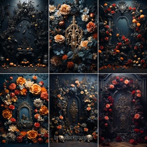 35 Gothic Floral Backdrops, Gothic Scene Digital Backdrop, Halloween ...