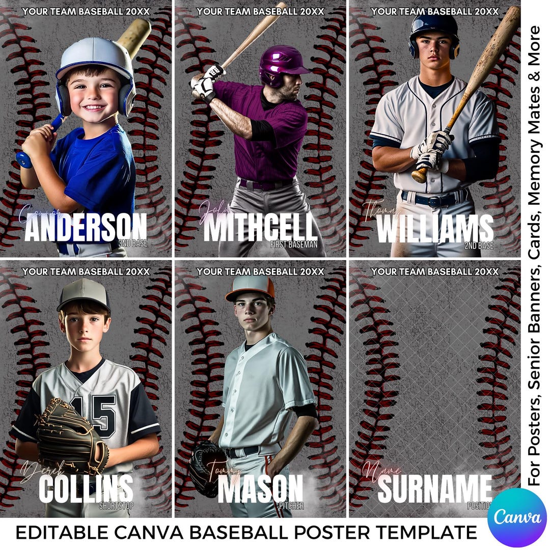Baseball Player Canva Poster Template,custom Senior Night Banner Design ...