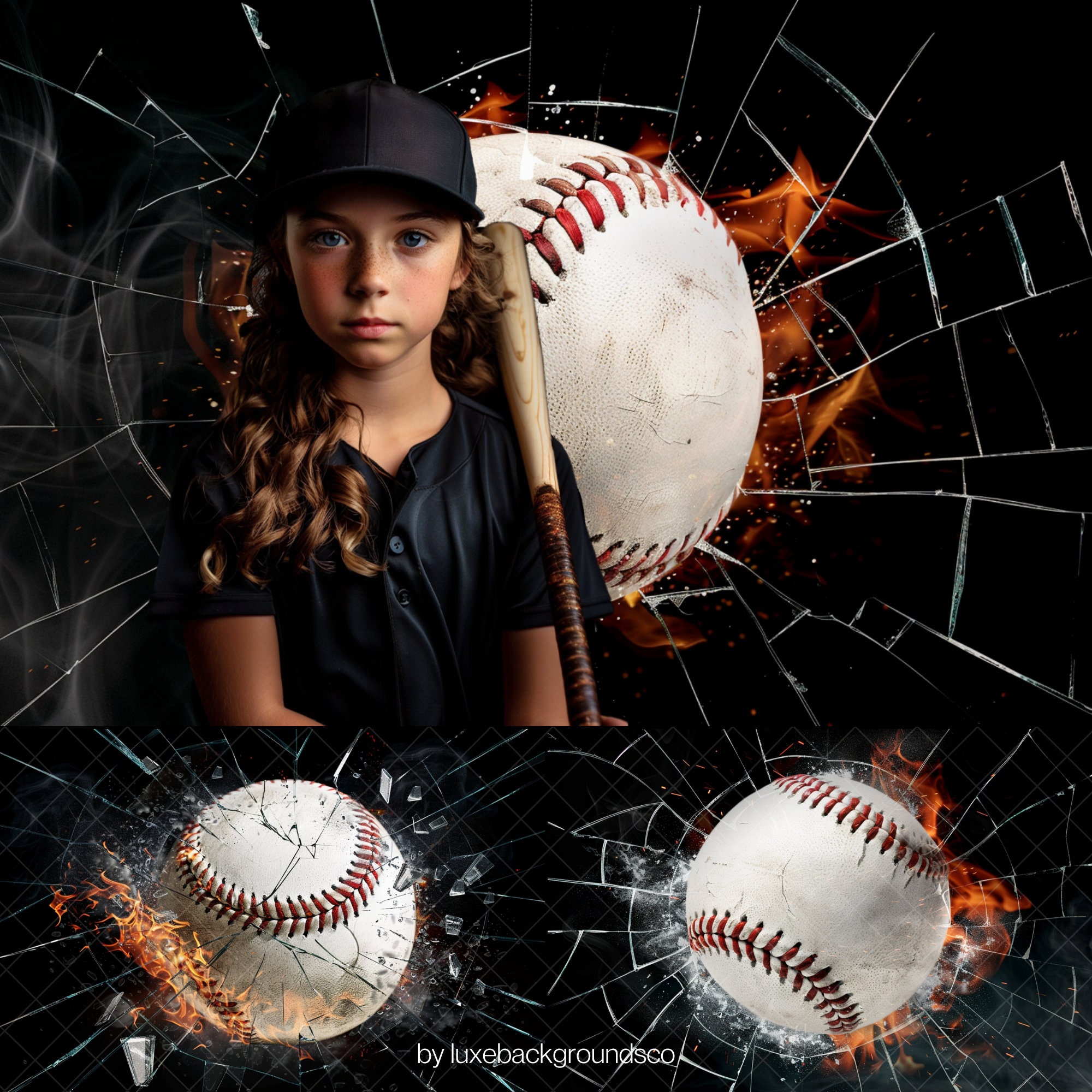 70 Broken Glass Baseball Background, Baseball Backdrop, Sport Poster ...