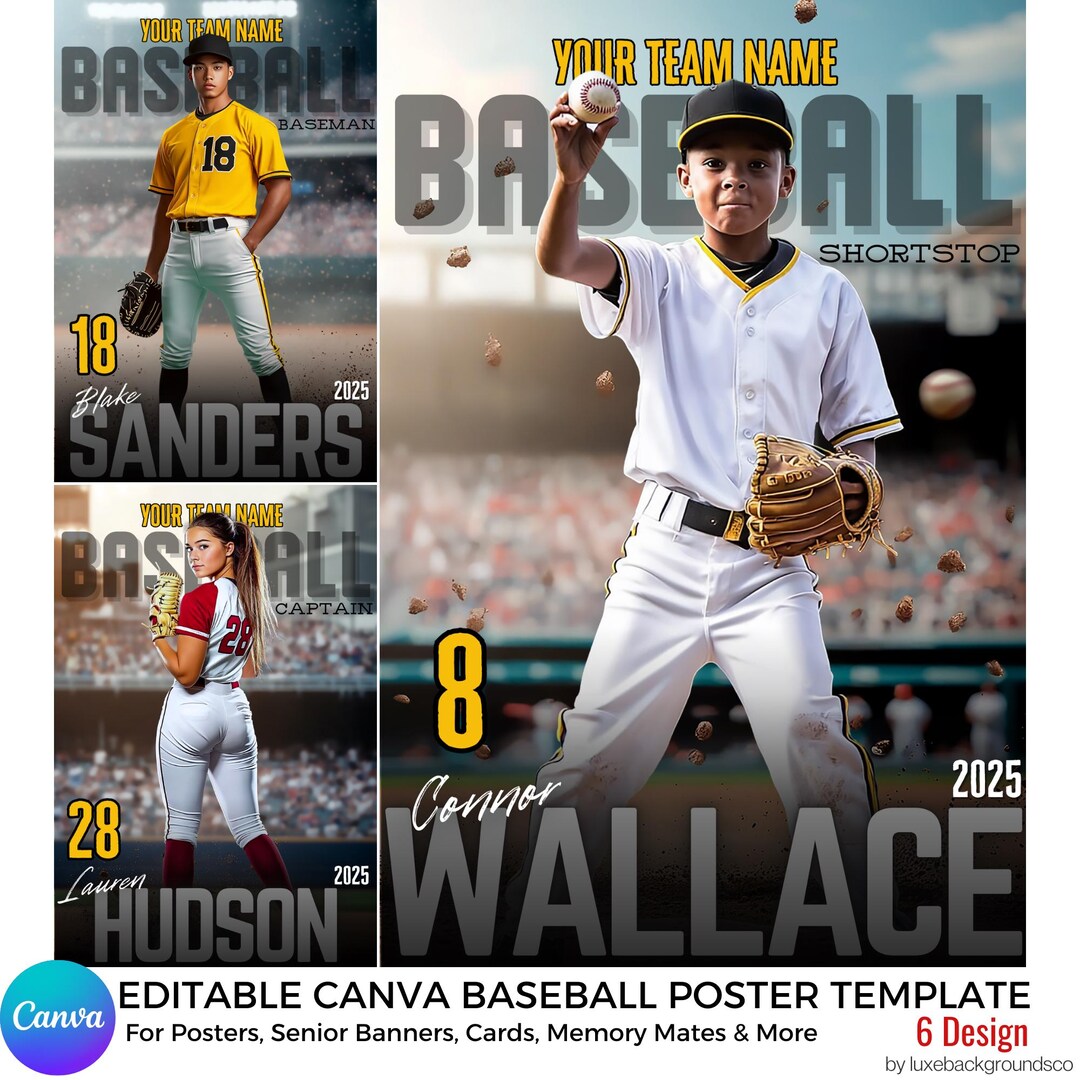 Editable Baseball Poster Template for Canva,personalized Senior Night ...