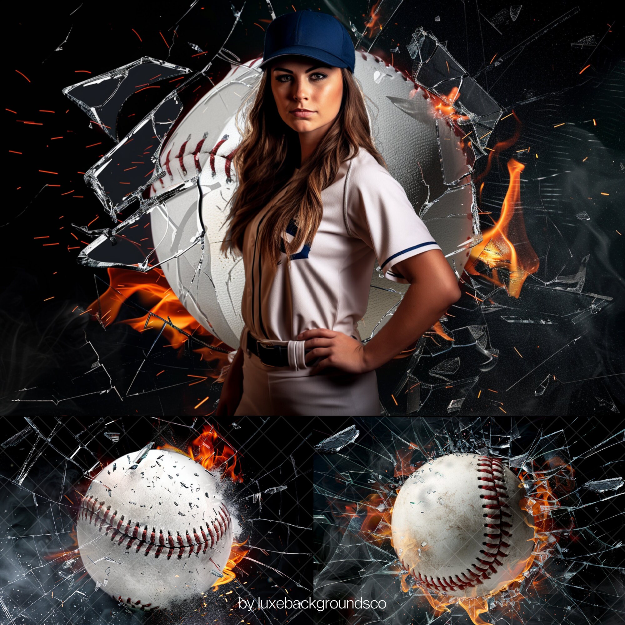 70 Broken Glass Baseball Background, Baseball Backdrop, Sport Poster ...