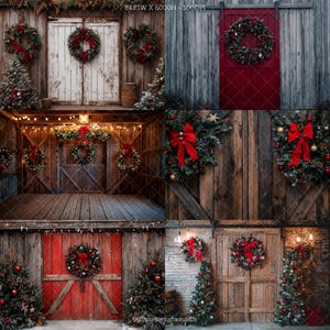 120 Christmas Barn Door Photography Backdrops,holiday Backdrops, Christmas Card,banner,poster ...