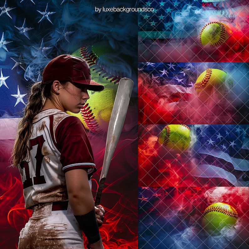 50 American Flag Softball Background,patriotic Athlete Backdrop,senior ...