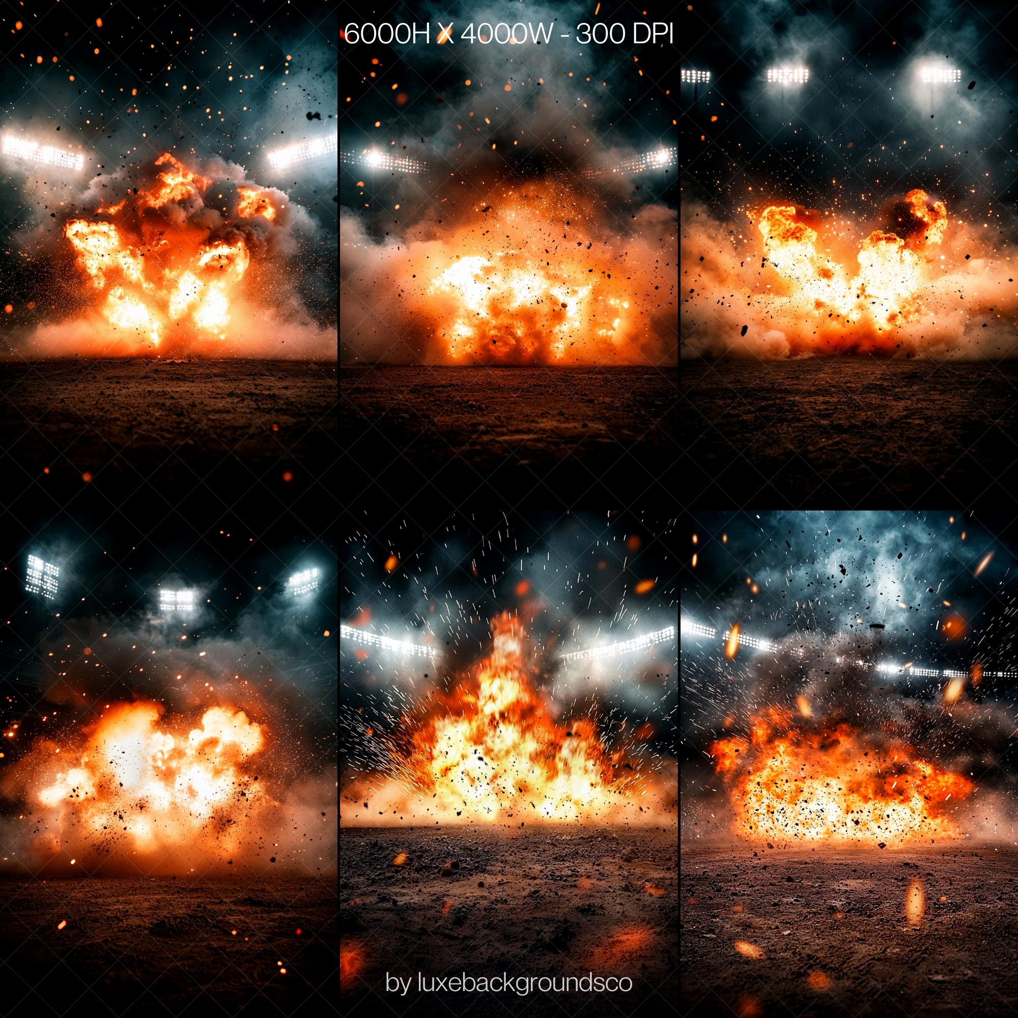 110 Fire Explosion Stadium Backdrop - Baseball & Softball Photography ...