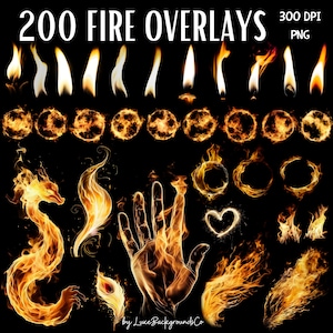 200 Flame PNG Overlays, Fire Overlay for Editing, Spark Overlays ...