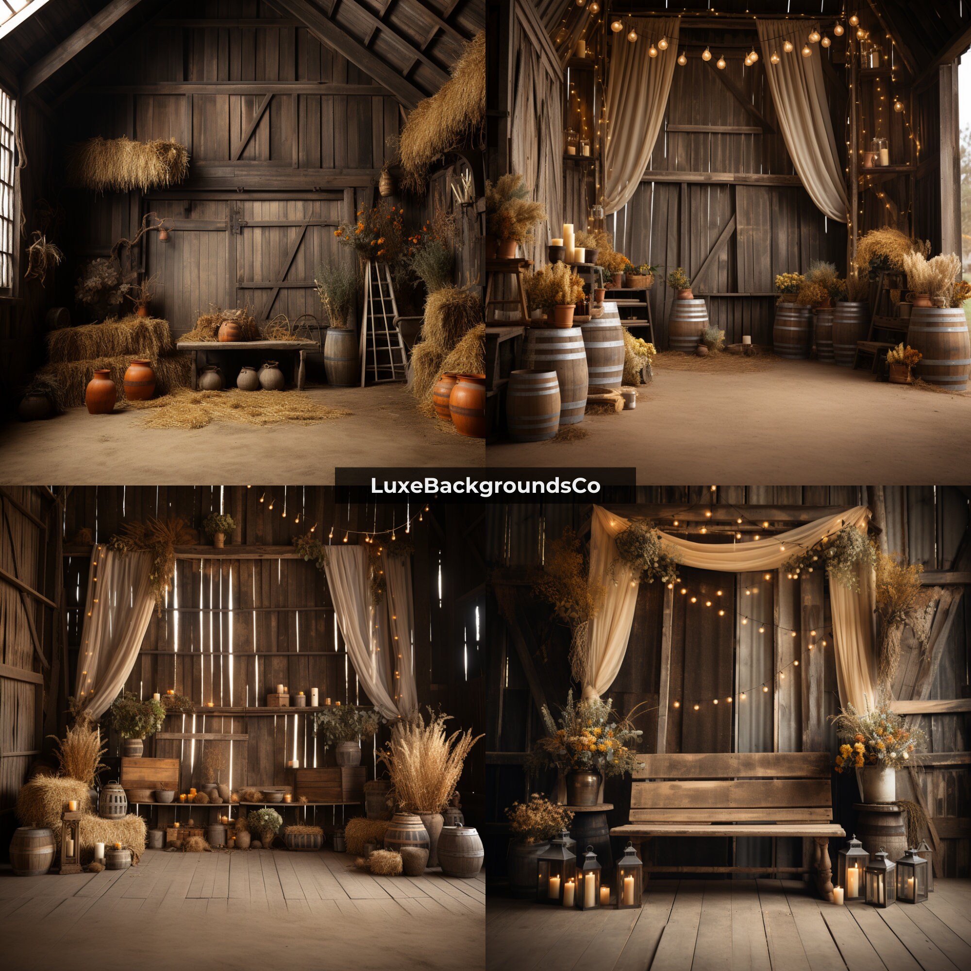 14 Autumn Rustic Barns Digital Backdrops,fall Digital Backgrounds ...