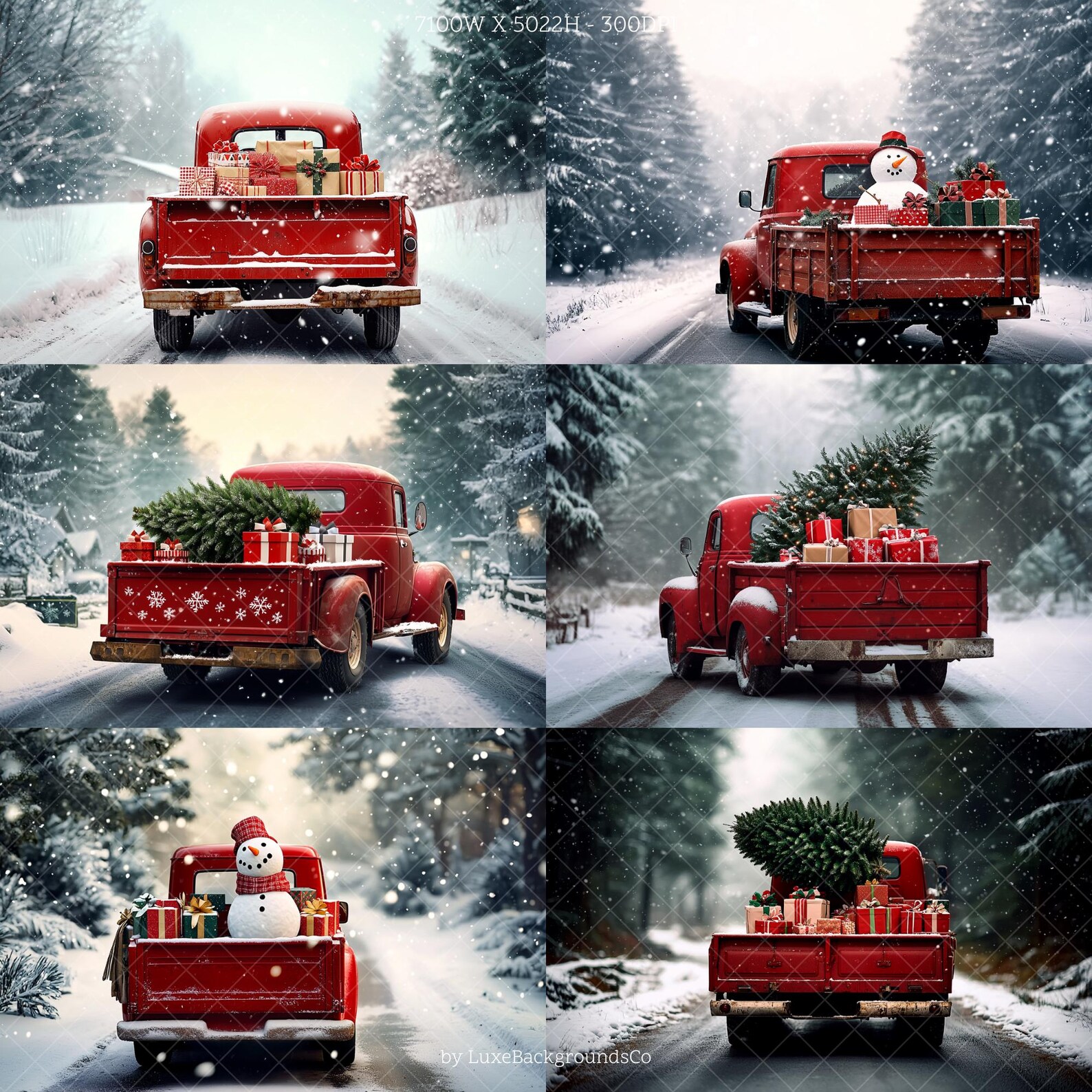 65 Christmas Red Truck Backdrop,vintage Christmas Background,christmas ...